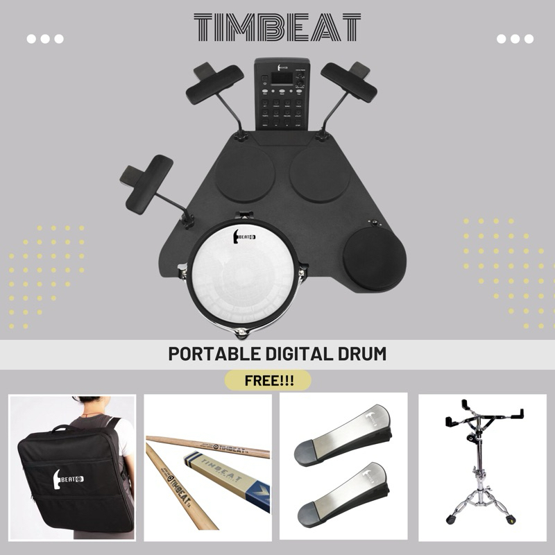 Timbeat CPD-1000 Portable Electric Drum (Snare Stand Included) | Shopee ...