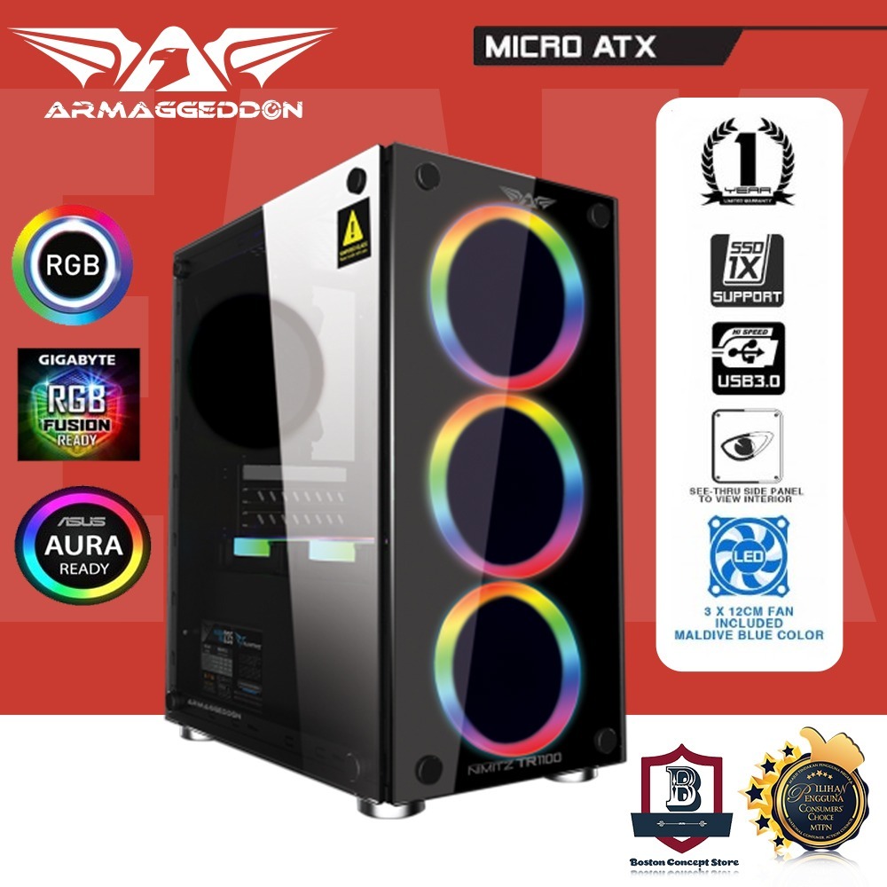 Armaggeddon Nimitz TR1100 Micro ATx Case with PSU & Cooling Fan | Free ...