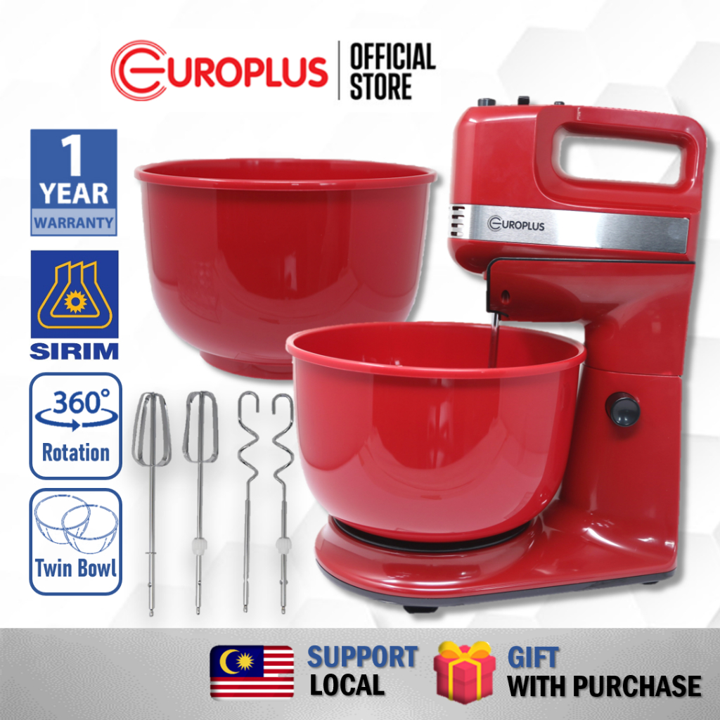 Europlus 2 In 1 Stand Mixer Hand Mixer with Twin Bowls and Rotating ...