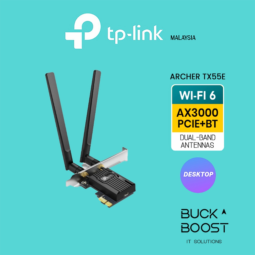 TP-LINK (ARCHER TX55E) AX3000 Wi-Fi 6 Bluetooth 5.2 PCIe Adapter for ...
