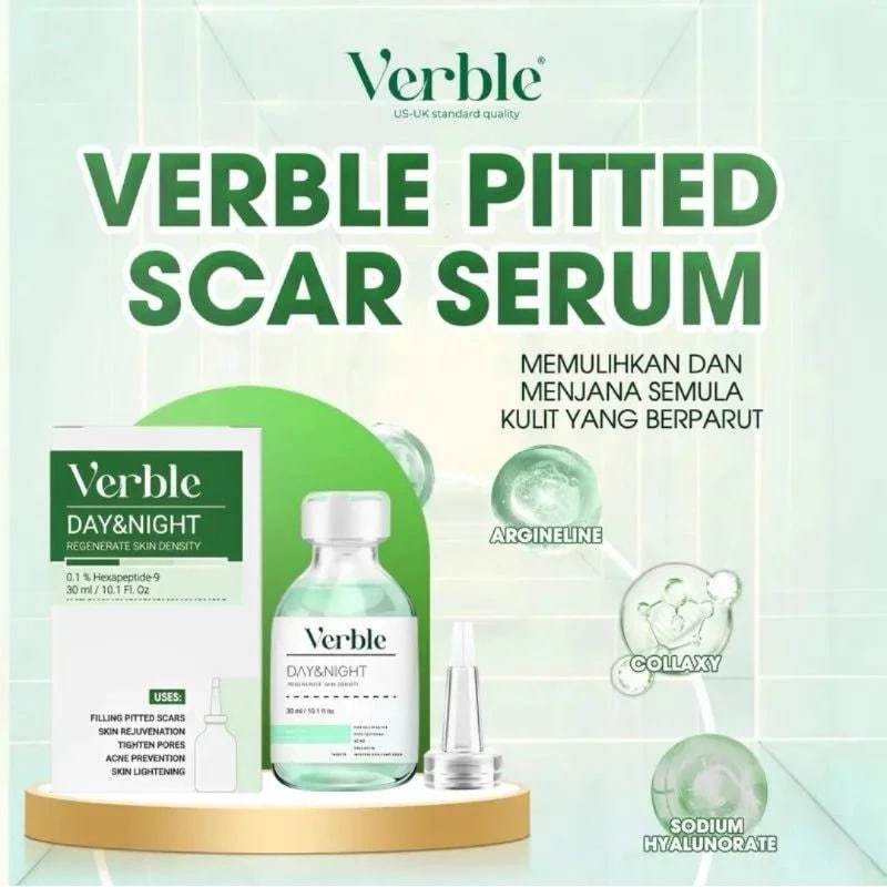 VERBLE COMBO SET serum pitted scar reduce dark spots brighten skin 30ml ...
