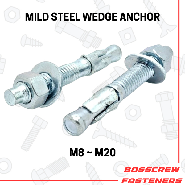Zinc Plated - Mild Steel PK Wedge Anchor m8 ~ m20 (Wall Plug, Stud ...