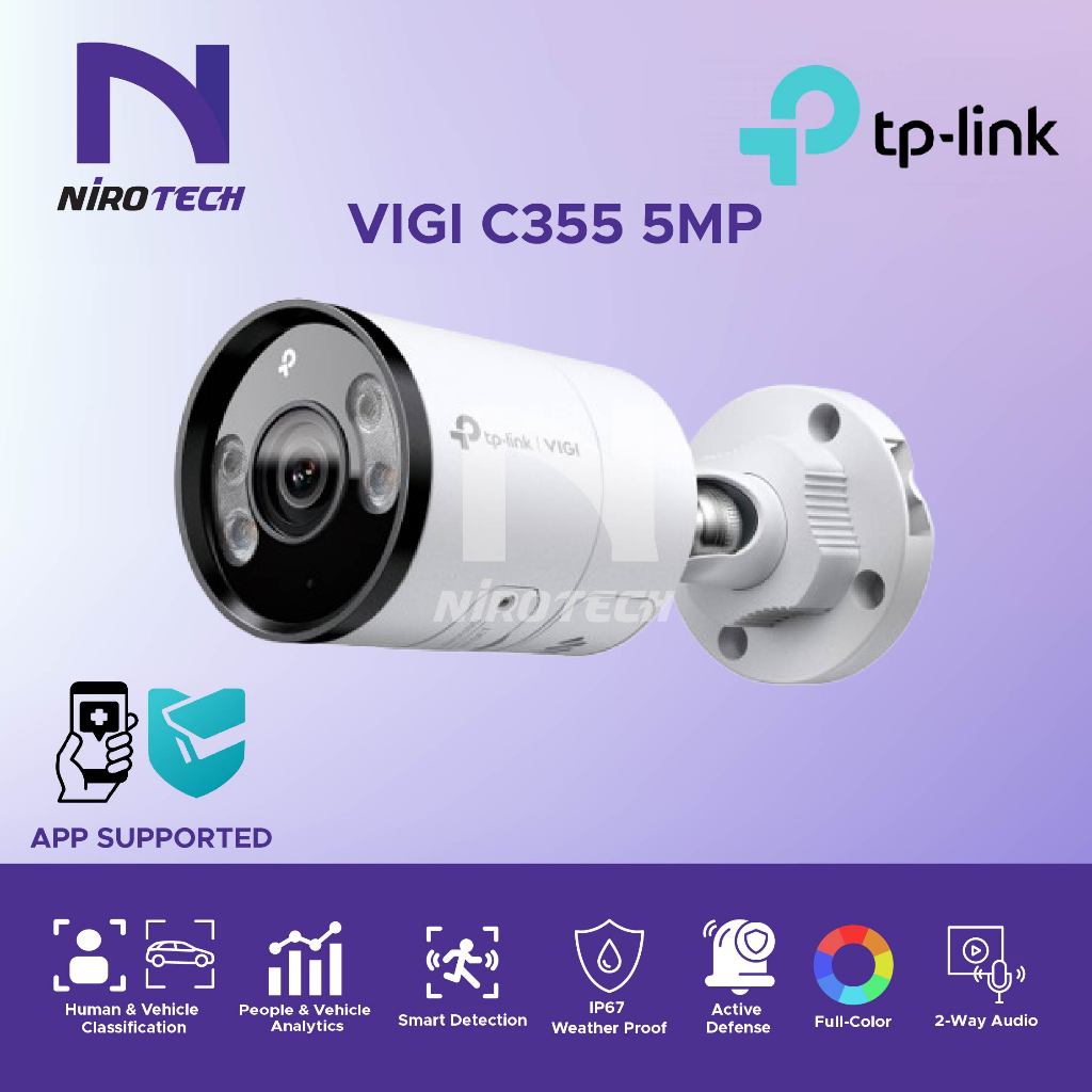 TP-LINK VIGI C355 5MP Outdoor Full-Color Bullet Network Camera (2.8mm ...