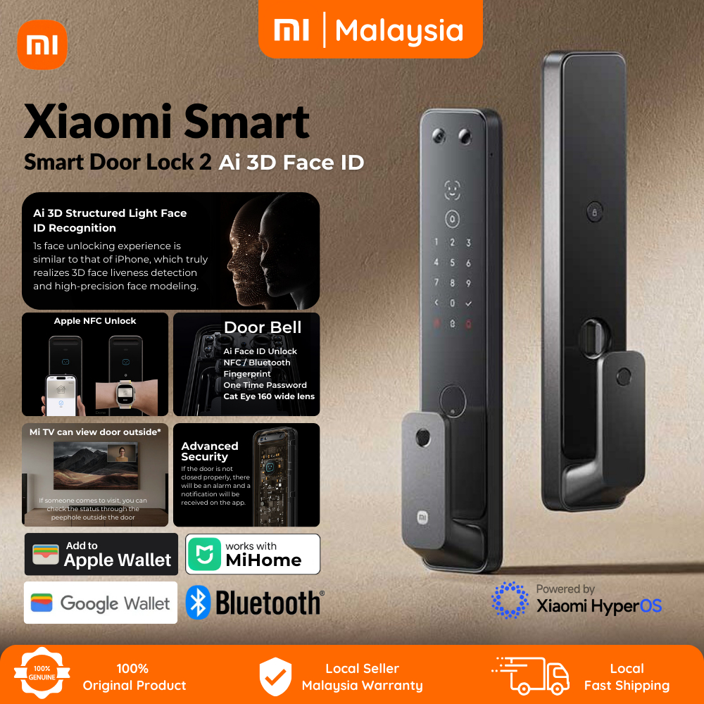 Xiaomi Smart Door Lock 2 Face Recognition Cat Eye Smart Home Ai 3D Face ID Unlock Hyper OS Mi ...