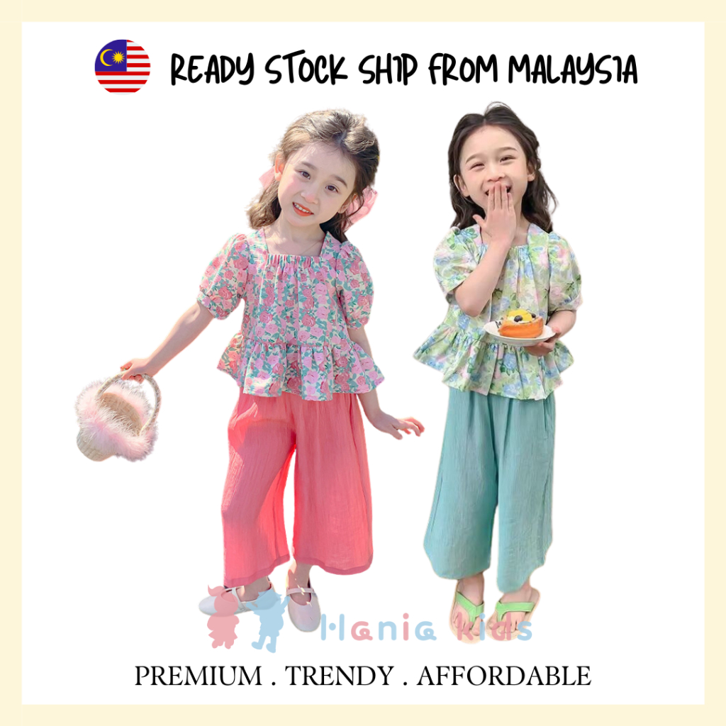 Hania Set Blaus & Seluar Budak Perempuan Motif Bunga 2–8 Tahun (Girls ...