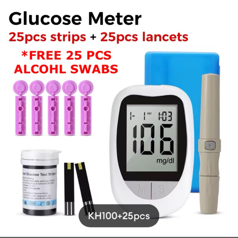 🔥 KH FULL SET 25 🔥 Glucometer Test Kits with Strips Glucose Meter ...