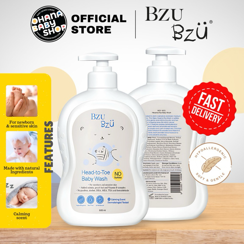 BZU BZU Head To Toe Wash 200ml 600ml Oat Milk Shower Cream Fresh and ...