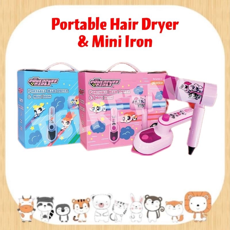 Guardian Powerpuff girls Portable Hair Dryer & Mini Iron Set (Pink ...