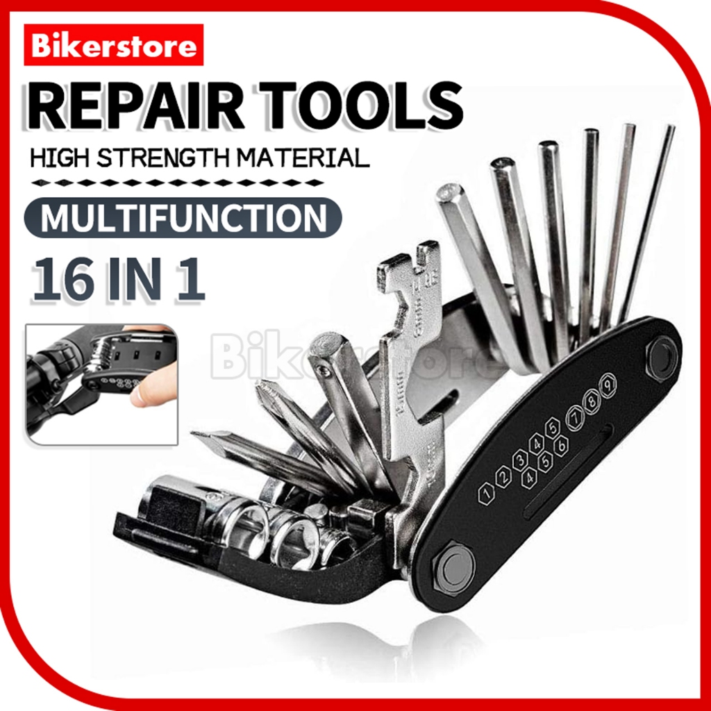 16 In 1 Tools Bicycle Folding Tools Pocket Bicycle Repair Tool Set ...