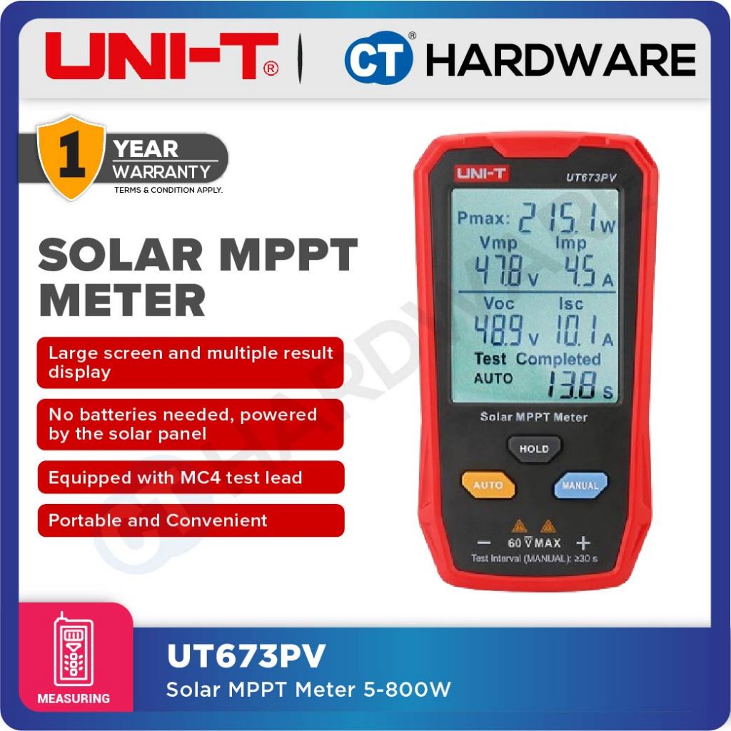 Uni-T UT673PV Solar MPPT Meter 5-800W P MAX 0-35A IMP | Shopee Malaysia