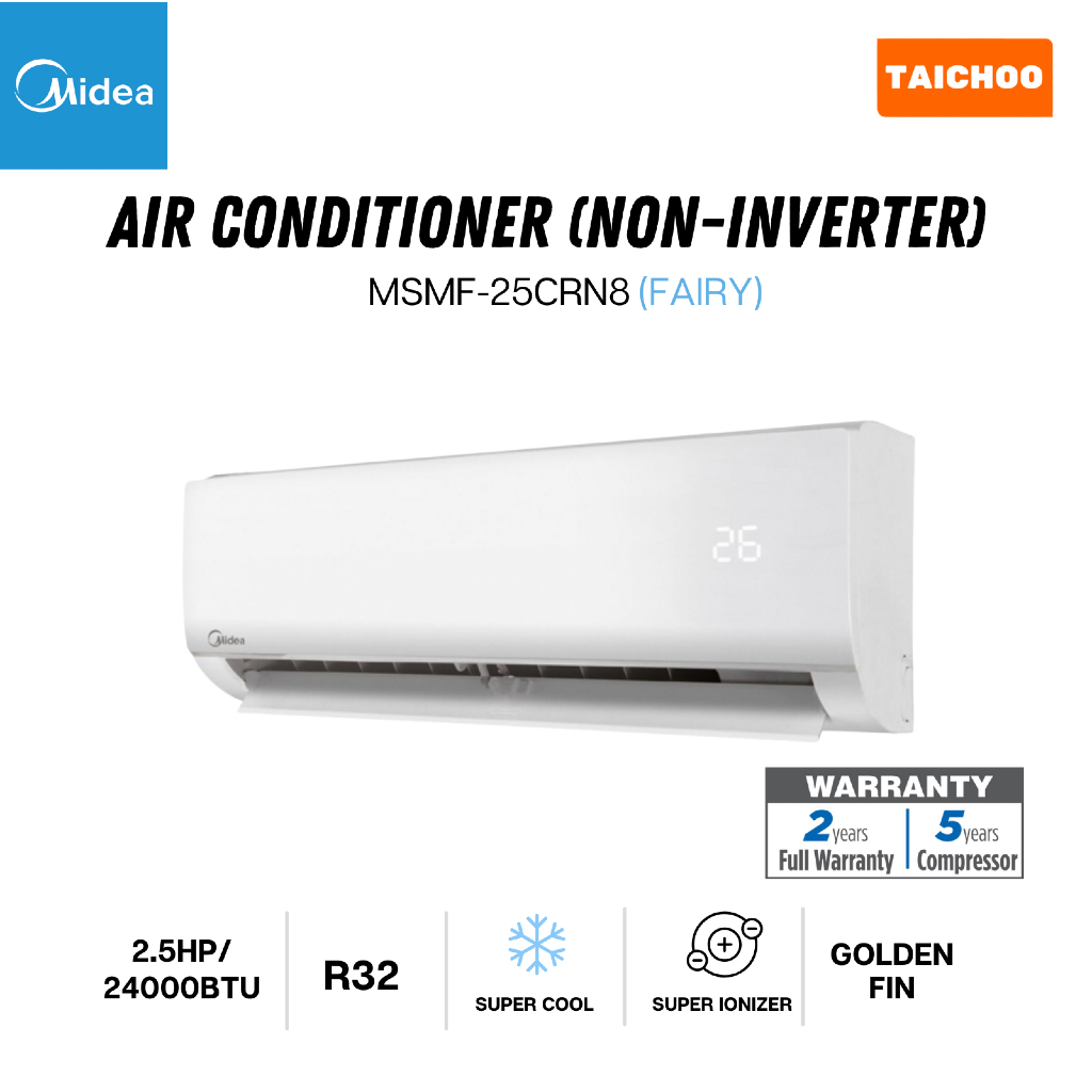 Midea Wall Mounted Air Conditioner Non-Inverter - FAIRY(2.5HP/24000BTU ...