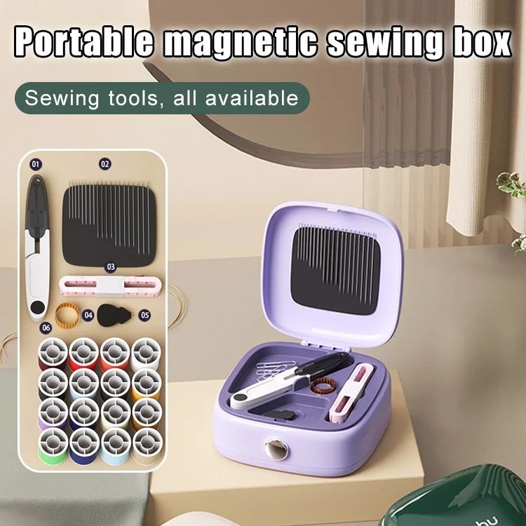 Magnetic Suction Multifunctional Sewing Kit Box Portable Storage Sewing ...