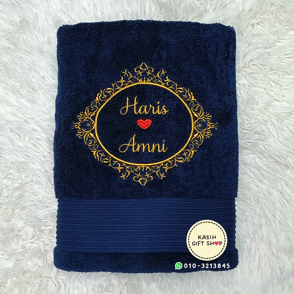 Tuala Dewasa Sulam Hantaran Kahwin, sulam nama pengantin, tuala tebal ...