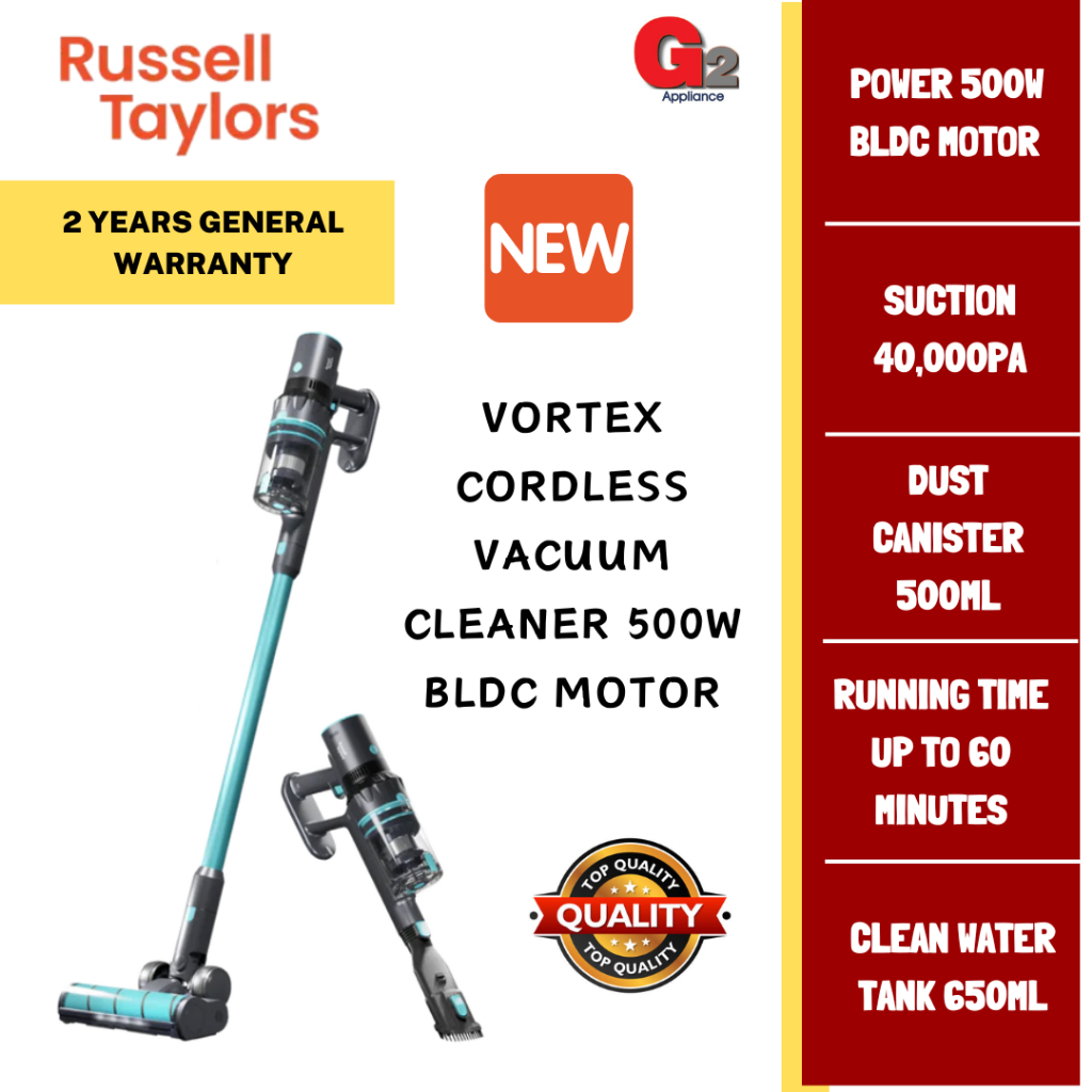 RUSSELL TAYLORS VORTEX CORDLESS STICK VACUUM CLEANER 500W BLDC MOTOR - 2 YEARS WARRANTY MALAYSIA ...