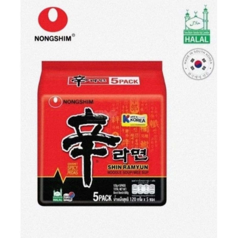 [**Fast Fast 🚚🚚] NONGSHIM Shin Ramyun (5 x 120g) HALAL | Shopee Malaysia