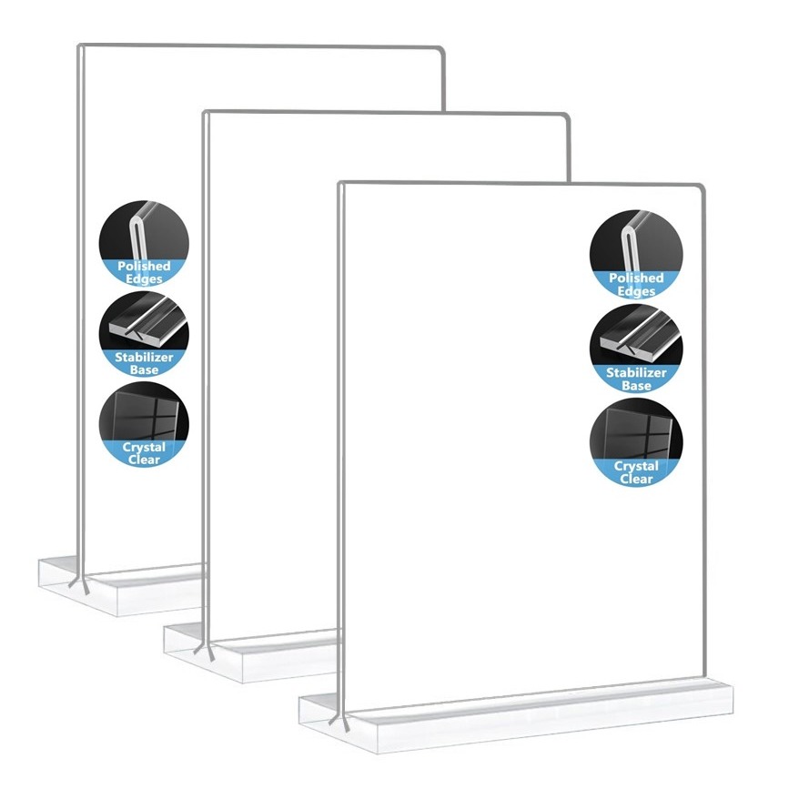 T-Shape Card Vertical Menu Table Stand A4 A5 A6 Display Table Acrylic ...