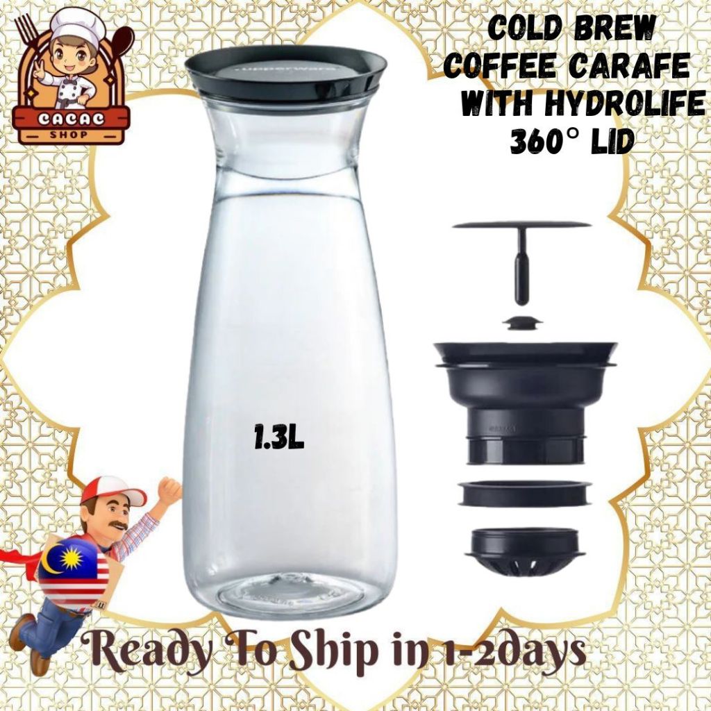 Tupperware Cold Brew Coffee Carafe (1) 1.3L with Hydrolife 360° Lid jug ...