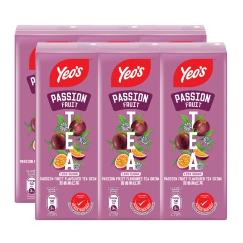 Yeo's Tea Drink (250mlx6) Passion Fruit Black Tea / Lemon Tea / First ...