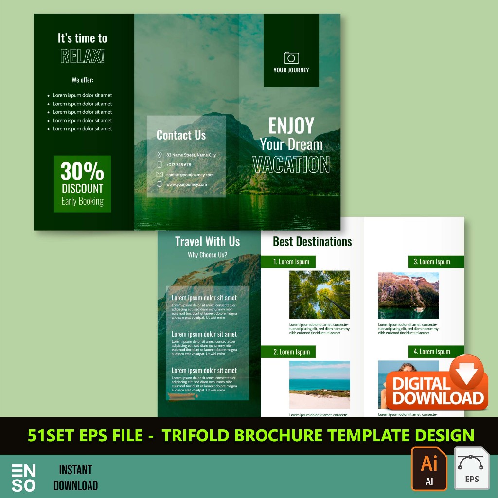 51-Set EPS Files - Trifold Brochure Template Design | Editable Adobe ...