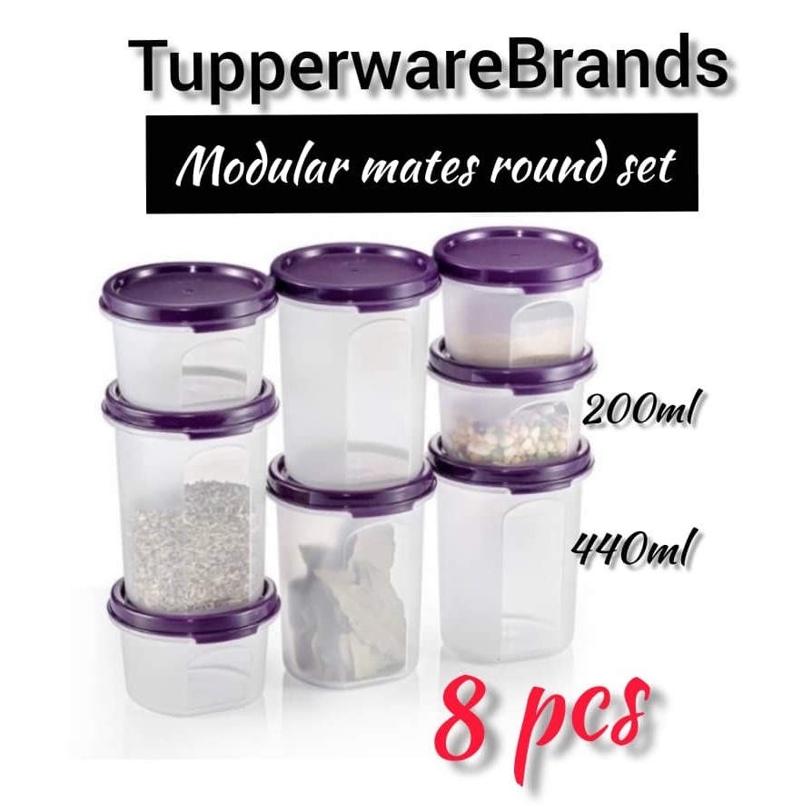 Tupperware Modular Mates Round Set (8pcs) / Mini Rectangular II 1.9L ...