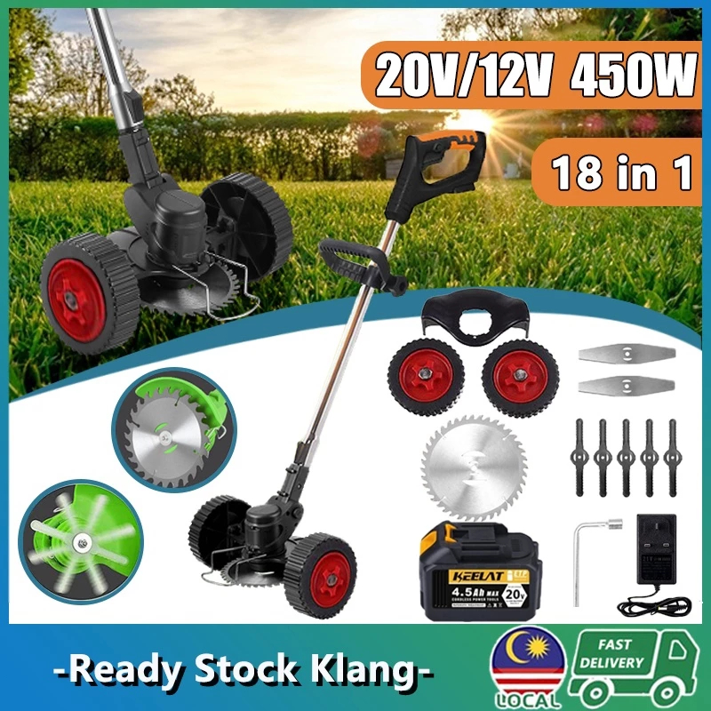 3890VF Mesin Rumput Wheel Grass Cutter Electric Lawn Mower Cordless ...