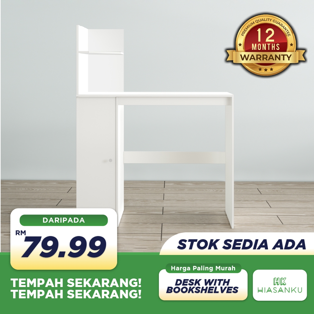 HK Meja Belajar/Study Table With Bookshelves/Multipurpose Writing Desk ...