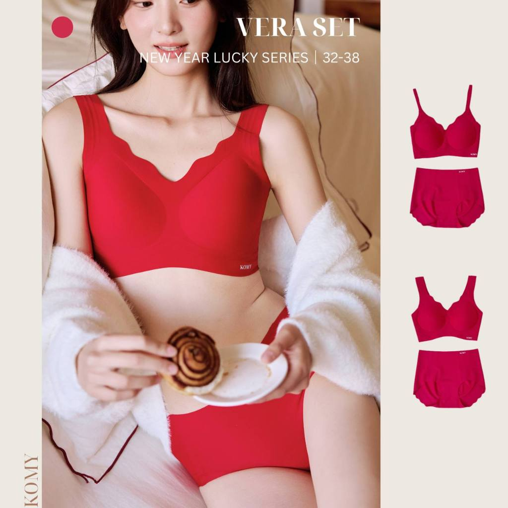 KOMY VERA COLLECTION/SEAMLESS BRA SET/ NEW YEAR RED BRA/ WIRELESS BRA/ PREMIUM QUALITY BRA ...