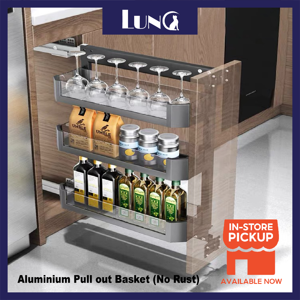 Aluminium 3 layer kitchen cabinet pull out basket drawer soft close ...