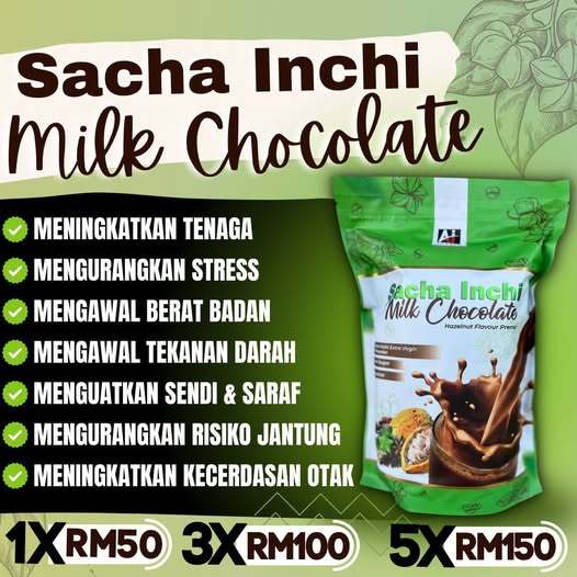 CLEAR STOK SACHA INCHI MILK CHOCOLATE AI GLOBAL | Shopee Malaysia