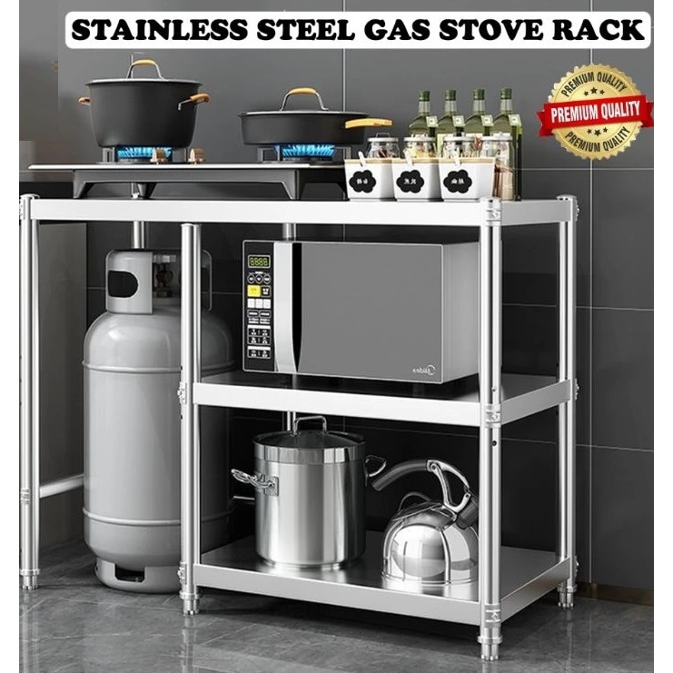 STAINLESS STEEL kitchen stove rack gas rack cooking table rak dapur rak ...