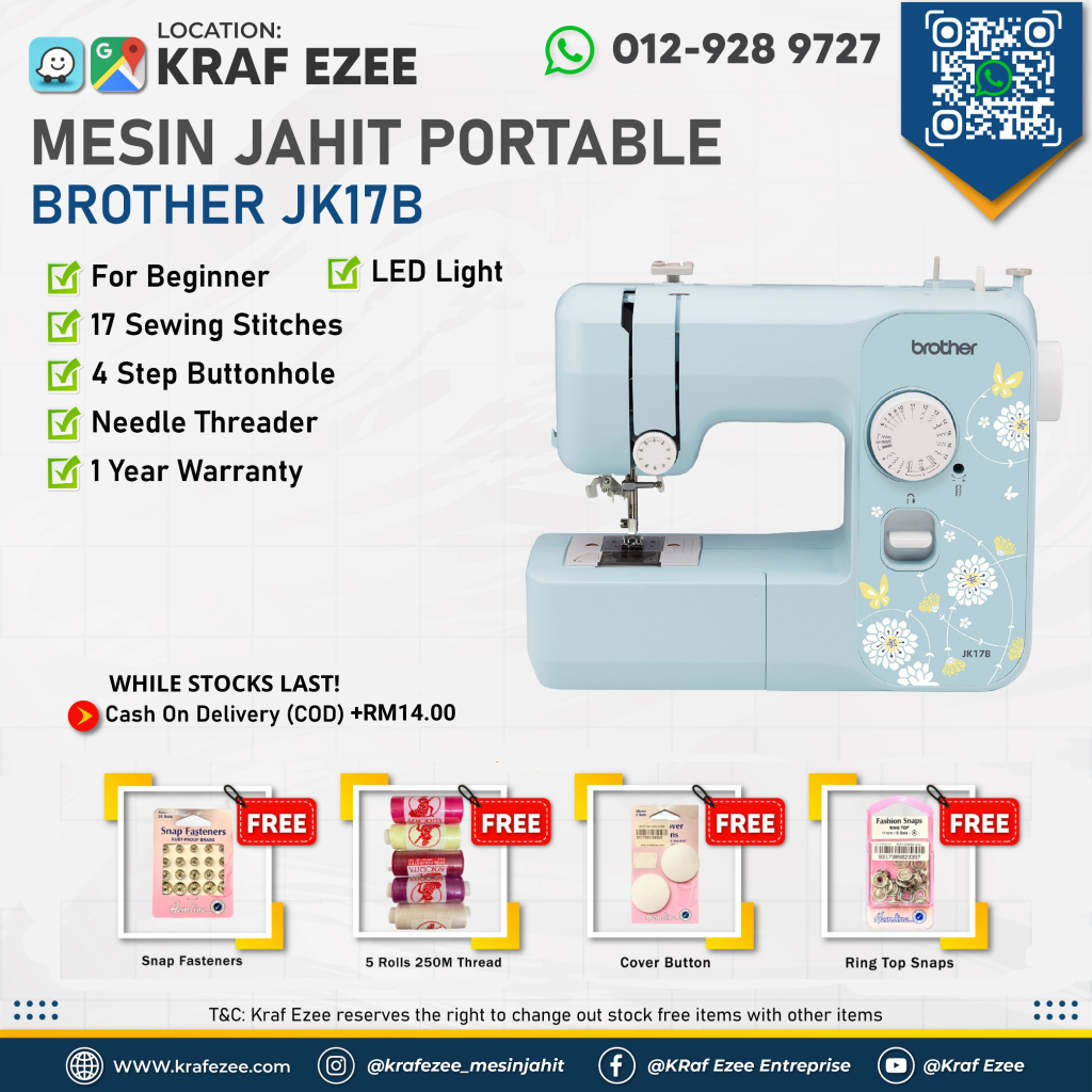 MESIN JAHIT PORTABLE BROTHER JK17B SEWING MACHINE | Shopee Malaysia