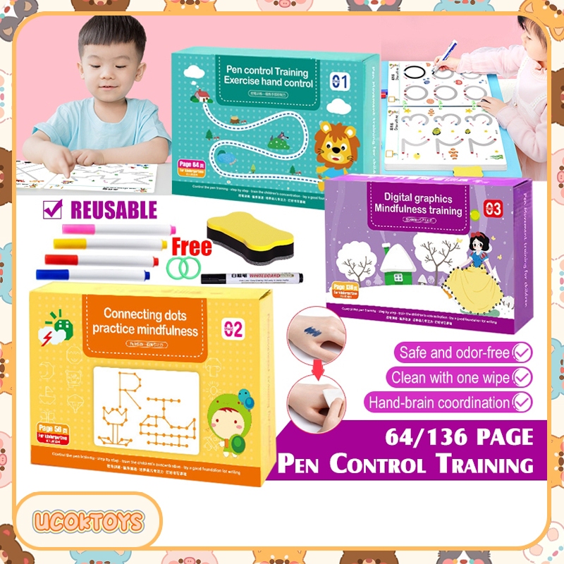 Children Tracing Workbook With Erasable Pen Control Educational ...