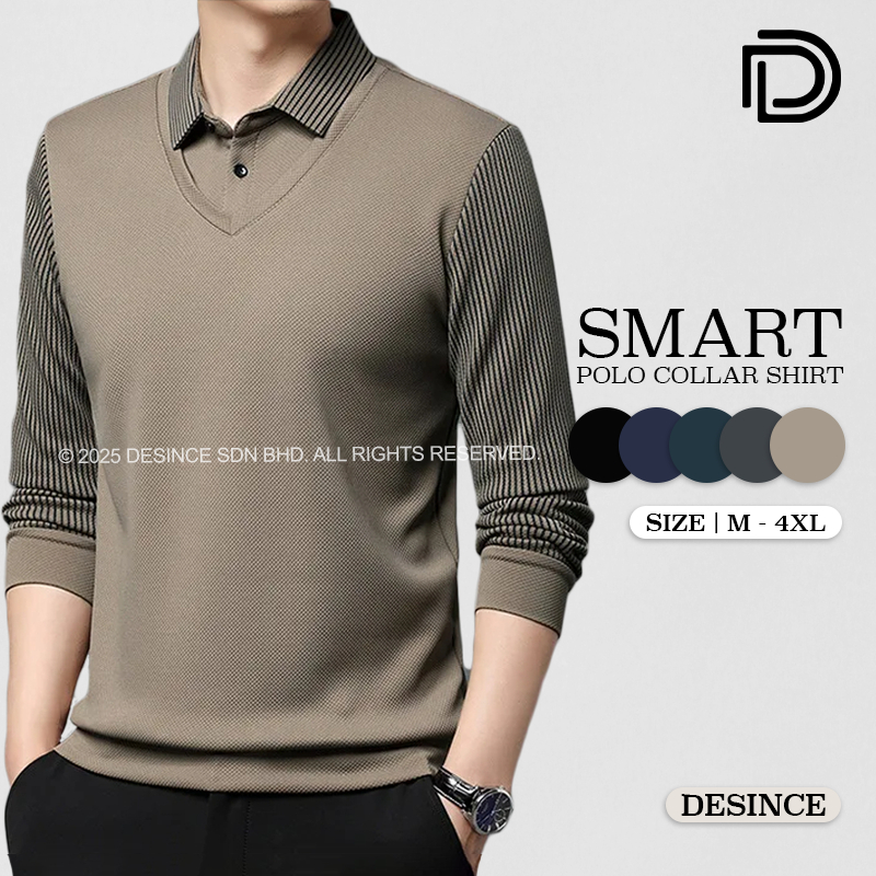 🇲🇾 DESINCE Men Smart Polo Collar Shirt Baju Berkolar Polo Lelaki MT 113 ...