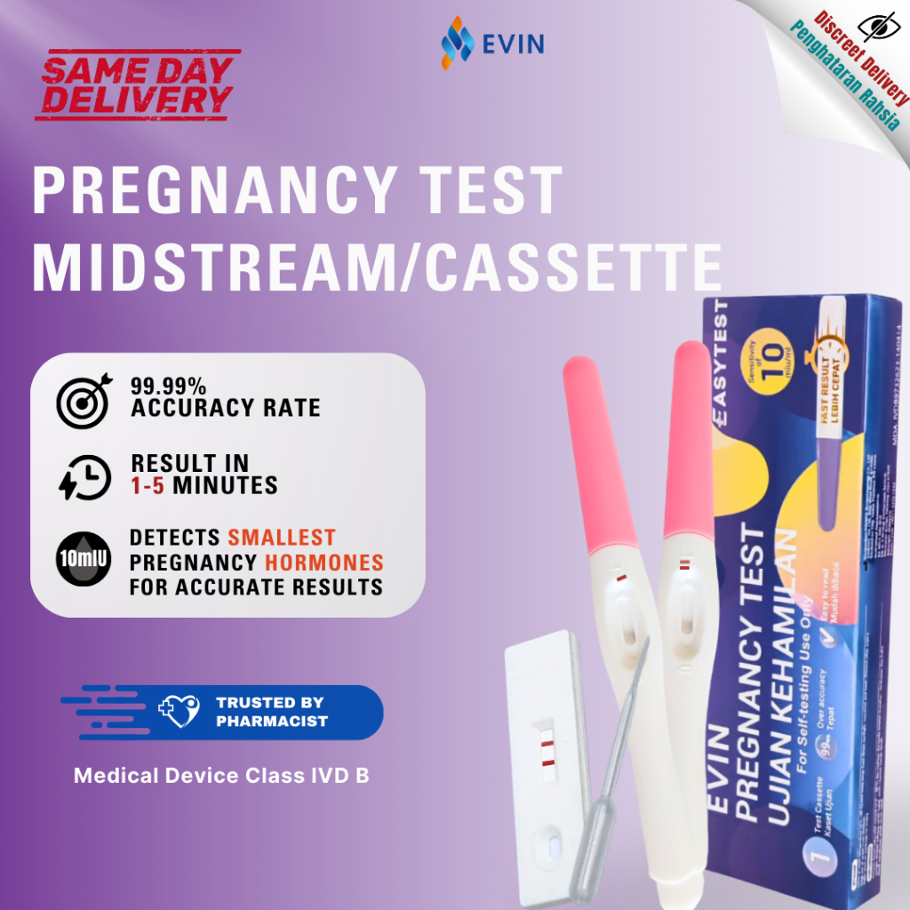 【KKM APROVED 】EVIN Pregnancy Test Kit Cassette Test Pregnant Kehamilan ...