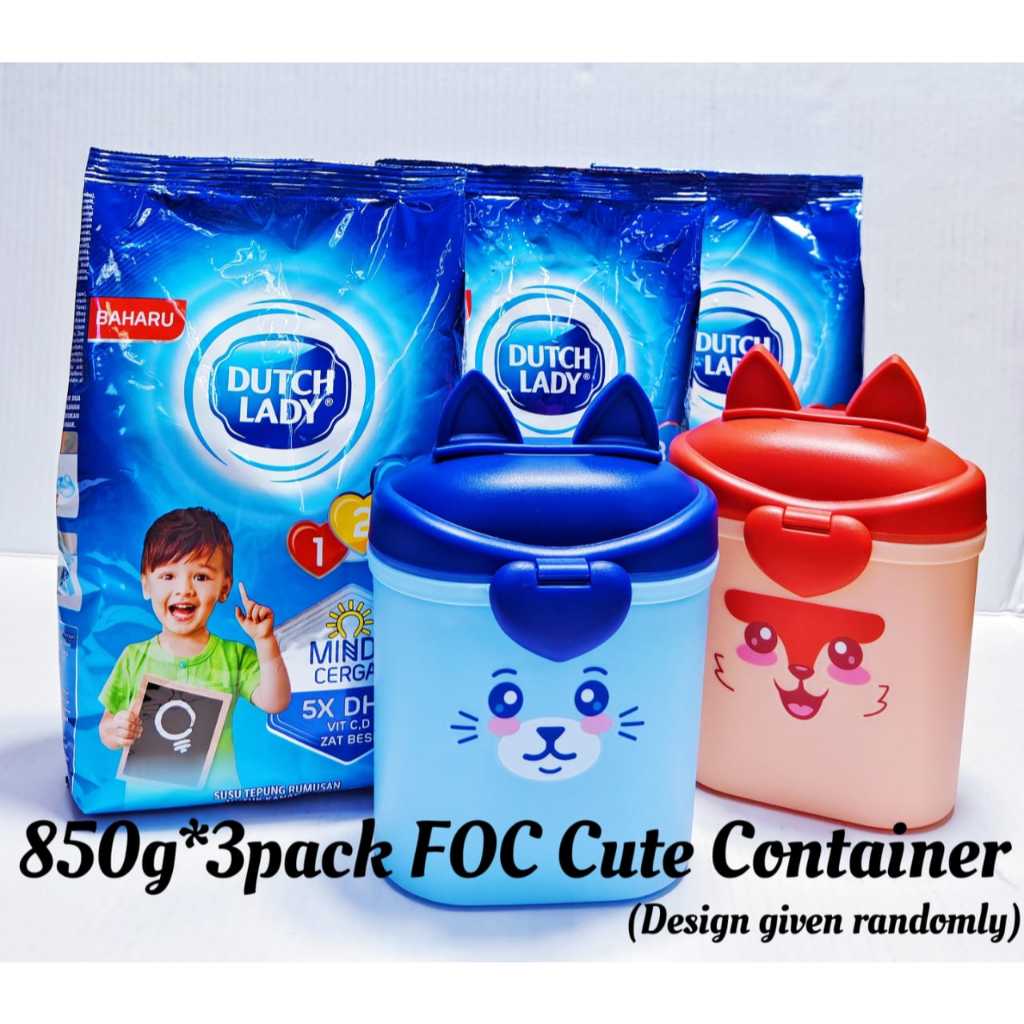 DUTCH LADY Milk Powder 123/456 *3Packs FOC Cute Container (Design Given ...