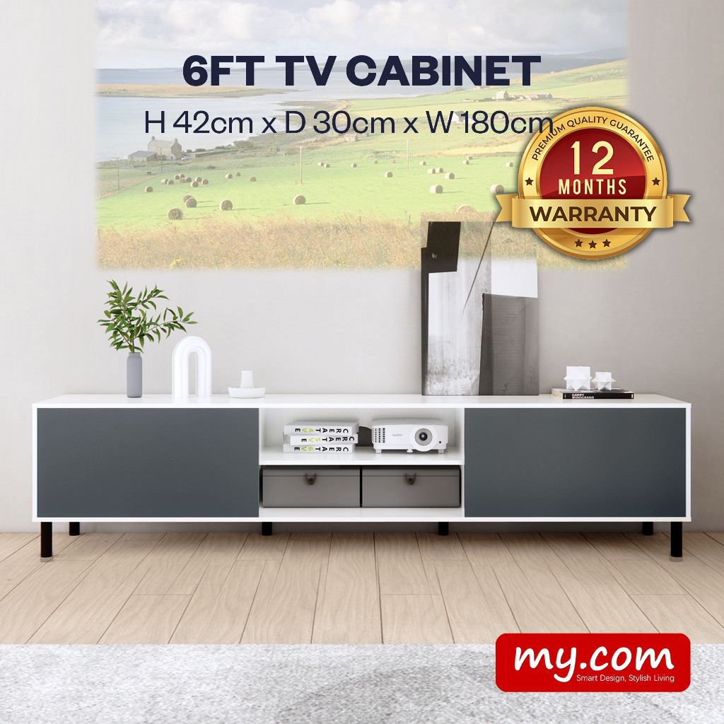 Kabinet TV 6 Kaki/6ft TV Cabinet with Doors my-com/TV Stand/Living Room ...