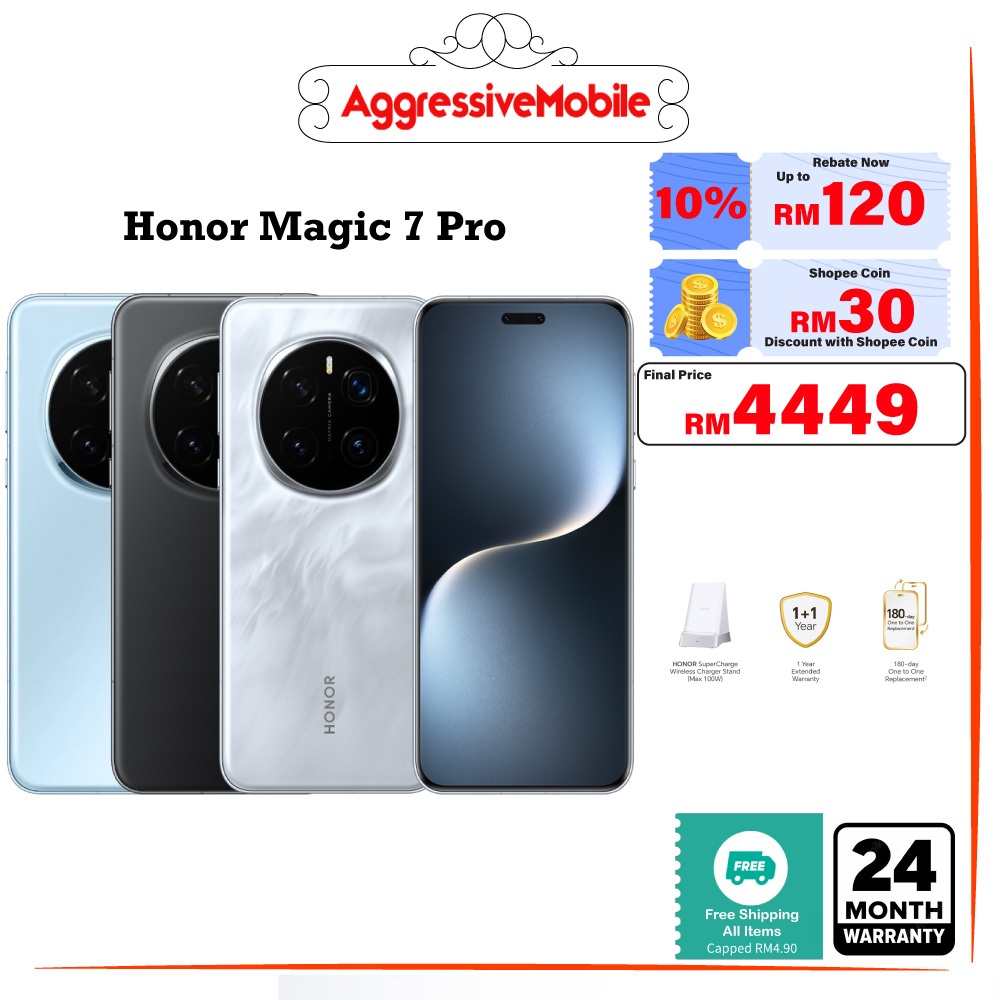Honor Magic 7 Pro 5G Telefone Pintar [512GB +12GB RAM | 5850Mah Bateri | Snapdragon® 8 Elite ...