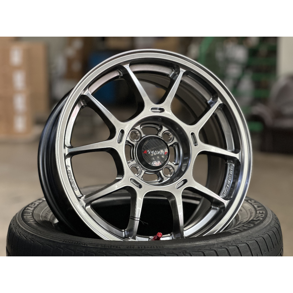 NEW 15X6.5J Lenso Venom Rim (set of 4) Hyper Black 4X100 for Axia Bezza NBox Myvi Vios Yaris ...