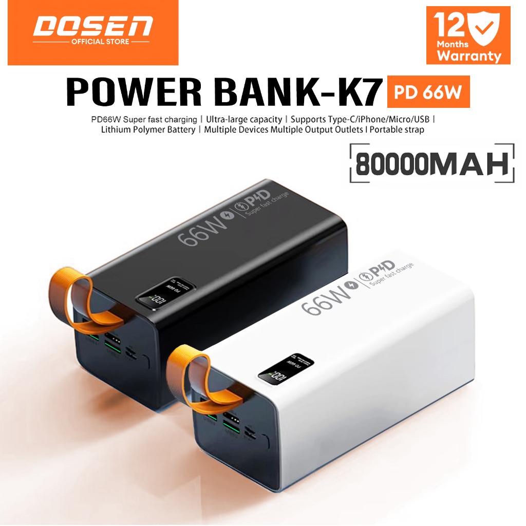 DOSEN Power Bank K7 Fast Charging Four USB Portable Digital Display ...