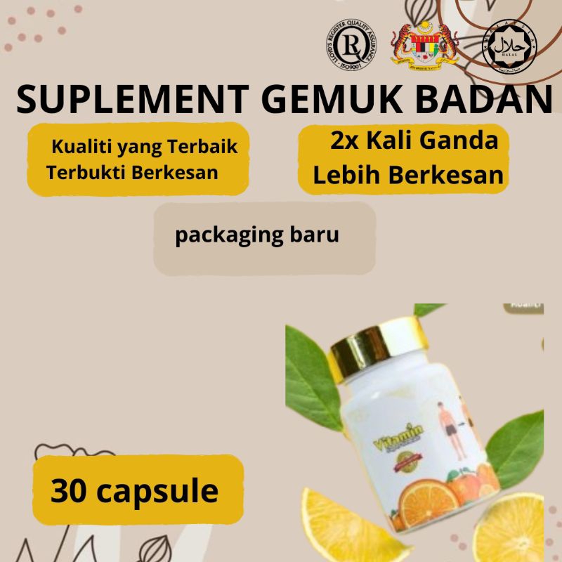 PIL VITAMIN SUPER GEMUK ,WEIGHT GAINER PAKEJ, SUPPLEMENT PENAMBAH NAFSU ...