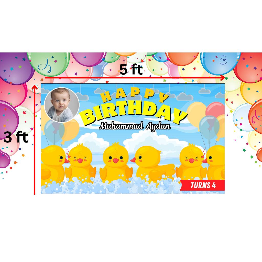 DUCK Birthday Banner 3ft x 5ft Free 4 Hole | Shopee Malaysia