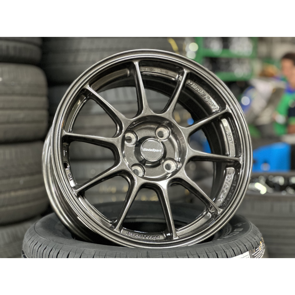 NEW 15X7J AOW TC105X Rim (set of 4) Dark Gunmetal 4X100 for City Jazz Vios Yaris Myvi Mazda 2 ...