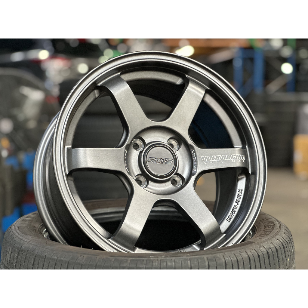 NEW 15X7J AOW TE37 Sonic Rim (set of 4) Flat Gunmetal 4X100 for City Jazz Vios Yaris Myvi Mazda ...