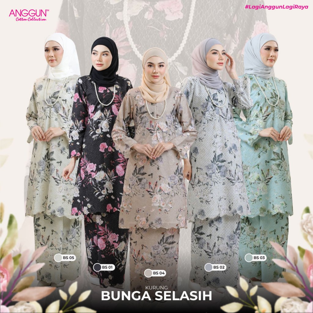 ANGGUN COTTON Baju Kurung Bunga Selasih Material Cotton Sulam Cutting ...