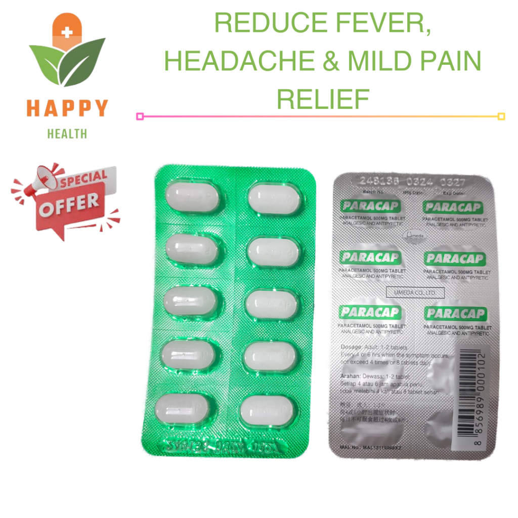 [ Exp 3/2027 ] PARACAP PARACETAMOL 500MG TABLET 10'S - Reduce Fever ...