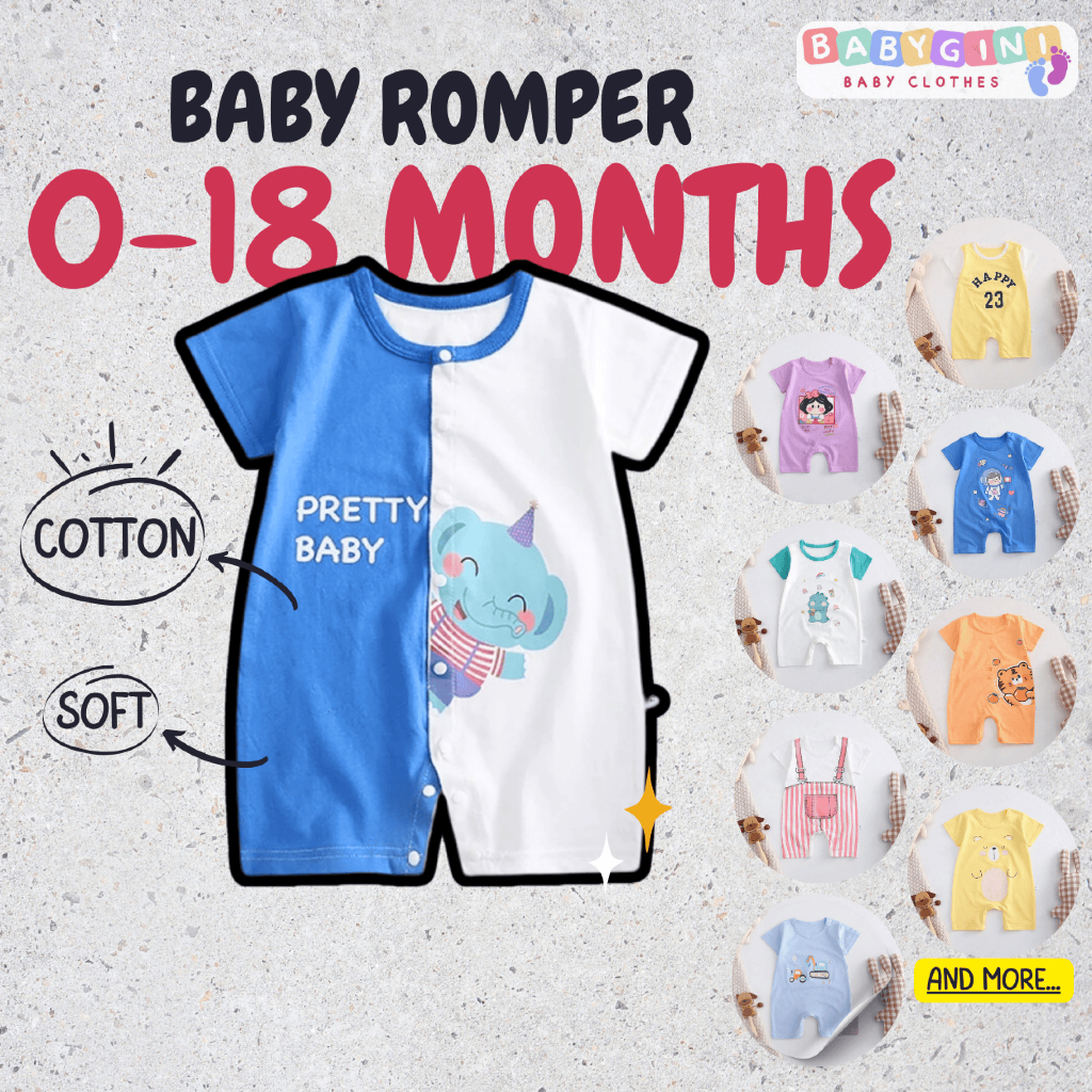 Baby Romper 0-18 Months Cotton Short Sleeve Baju Bayi Newborn Clothes ...