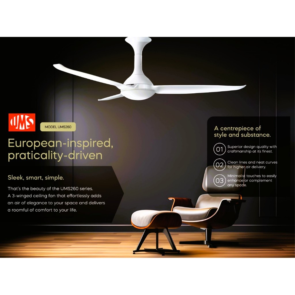 UMS 60" Ceiling Fan White UMS260AC UMS260AC ( 2 SET ) | Shopee Malaysia