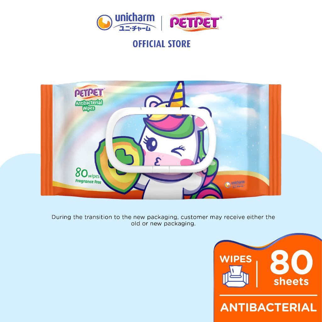 PETPET Unicorn Antibacterial Wipes 80's x 1 Pack | Shopee Malaysia