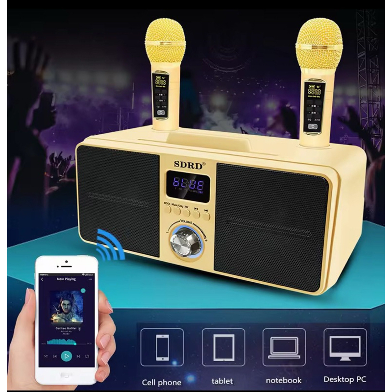 SDRD 309 Portable Bluetooth Karaoke Speaker with Microphone, LED Lights ...