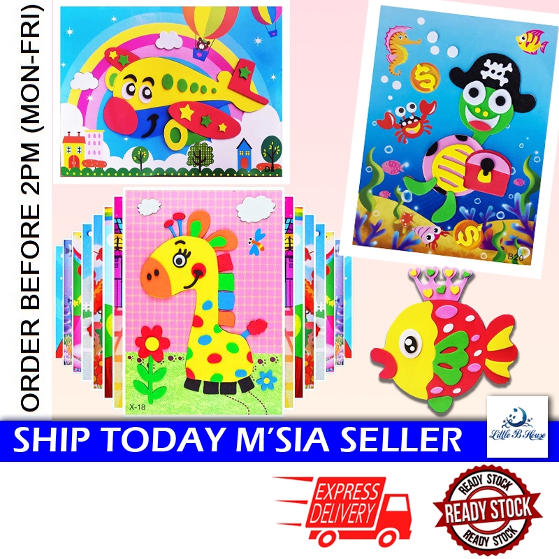 [Little B House] Kid DIY Toys 3D EVA Foam Sticker Art And Craft Set For ...